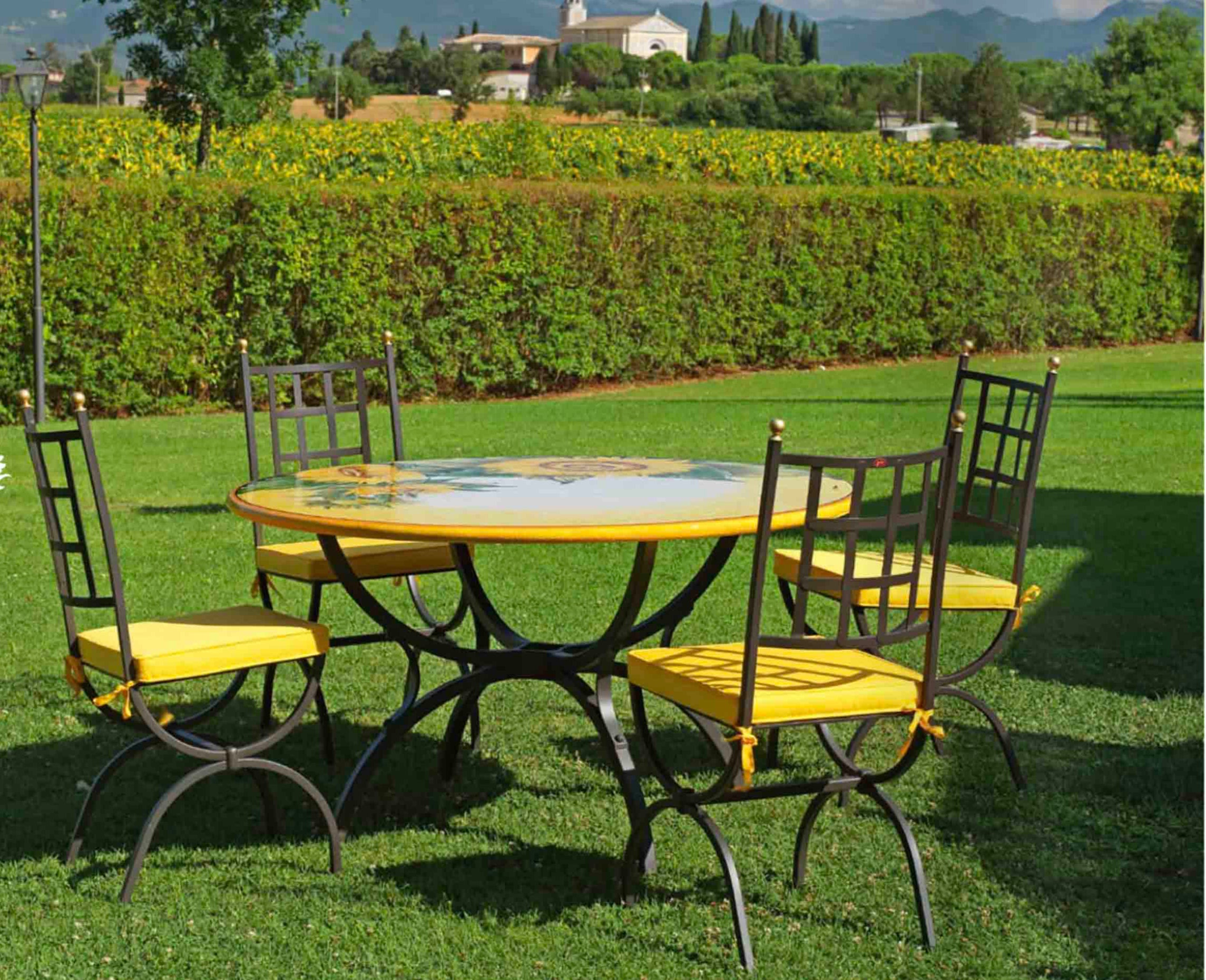Italian Hand-Painted Ceramic Glazed Volcanic Stone Table | Sunflower ...